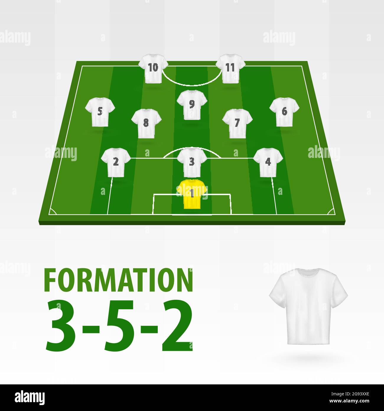 Football players lineups, formation 3-5-2. Soccer half stadium Stock ...