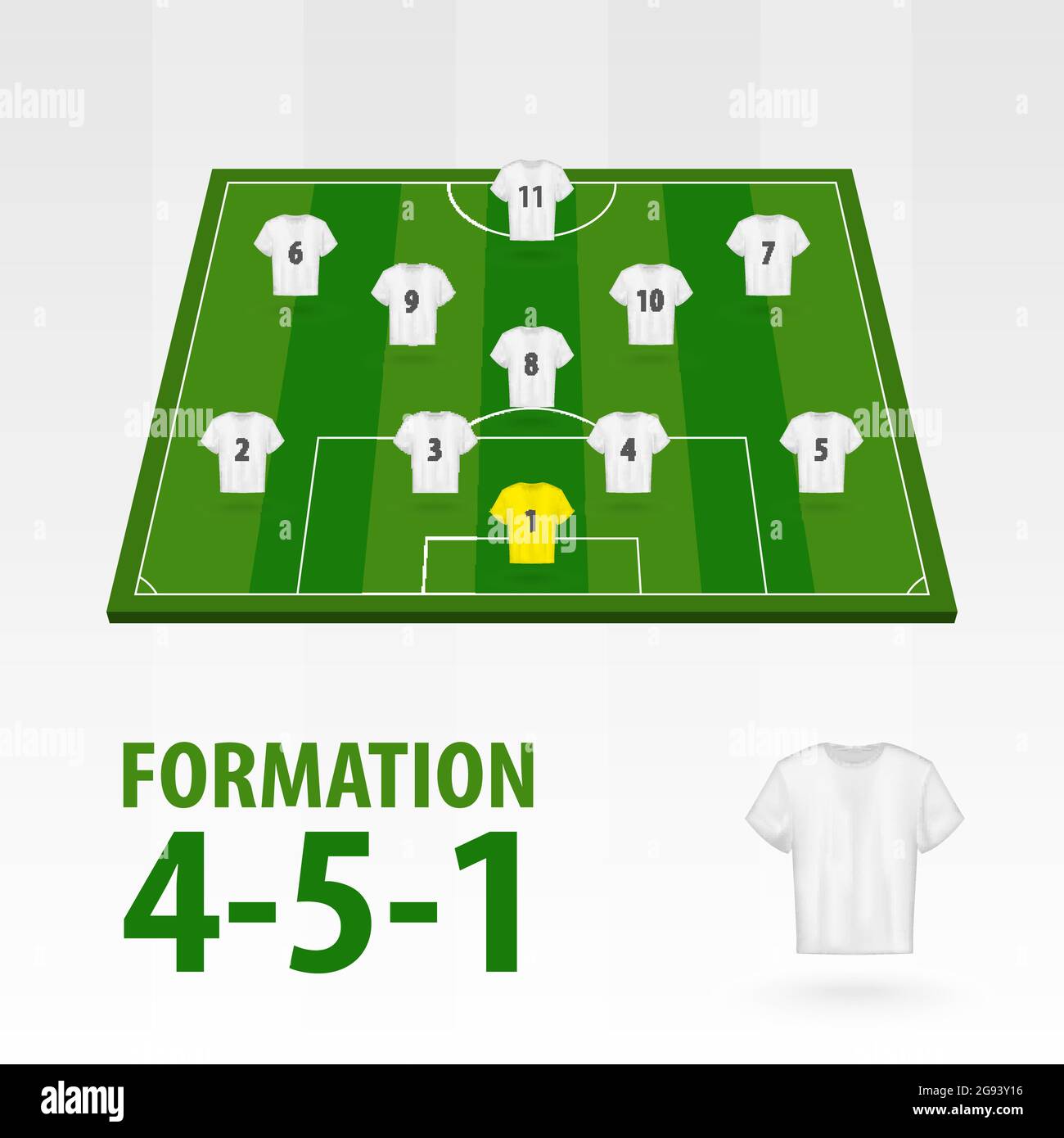 Football players lineups, formation 4-5-1. Soccer half stadium Stock ...