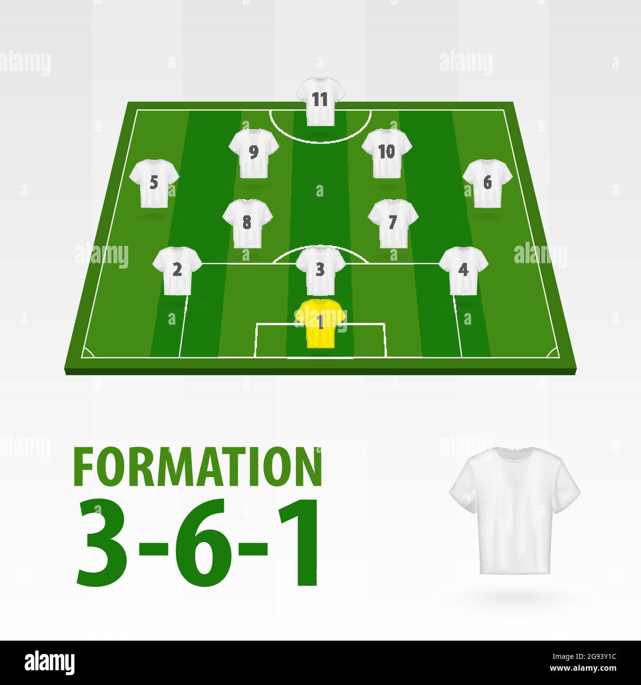 Football players lineups, formation 3-6-1. Soccer half stadium Stock ...
