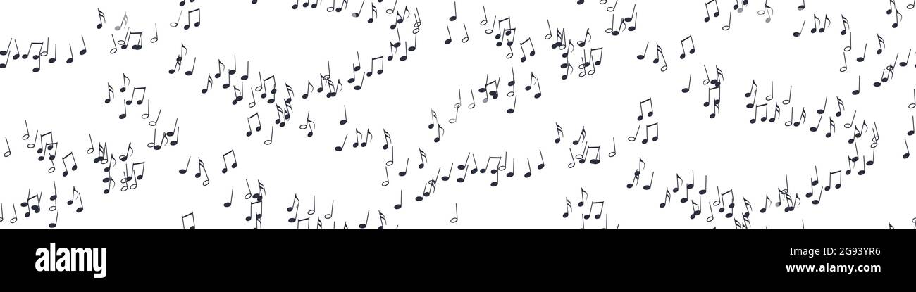 Seamless flying musical notes on white. Musical symbols for banner of ...