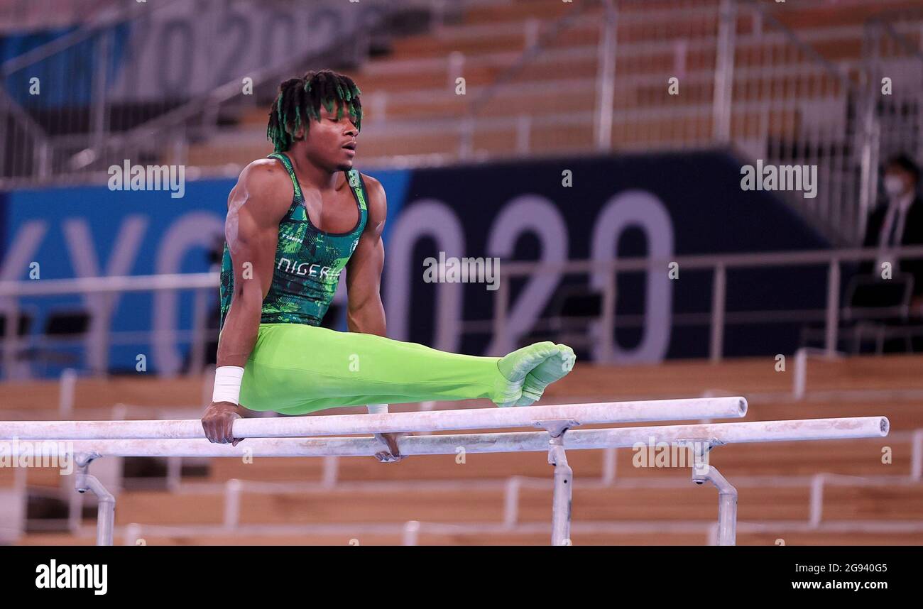 Tokyo, Japan. 24th July, 2021. Eke Uche from Nigeria on barsTOKYO ...