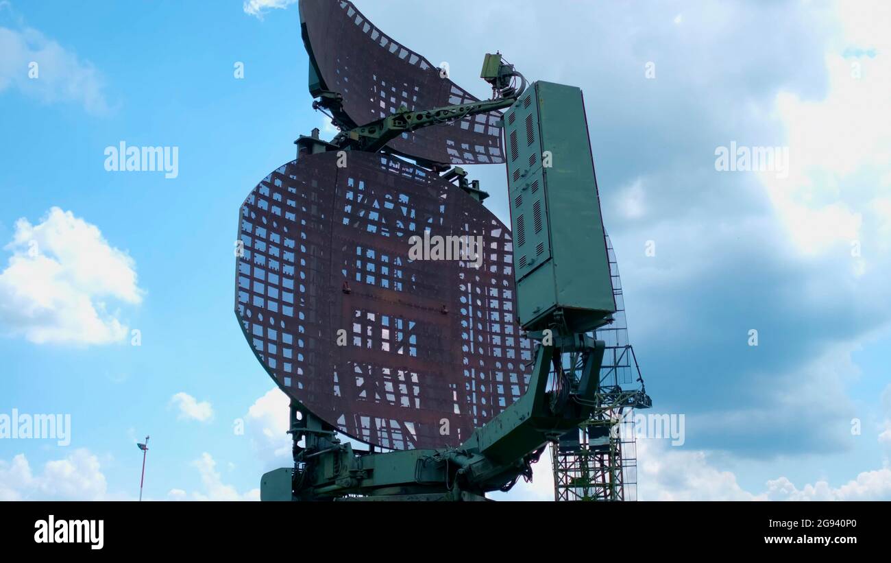 Old military radar station at open-air exhibition. History and military ...