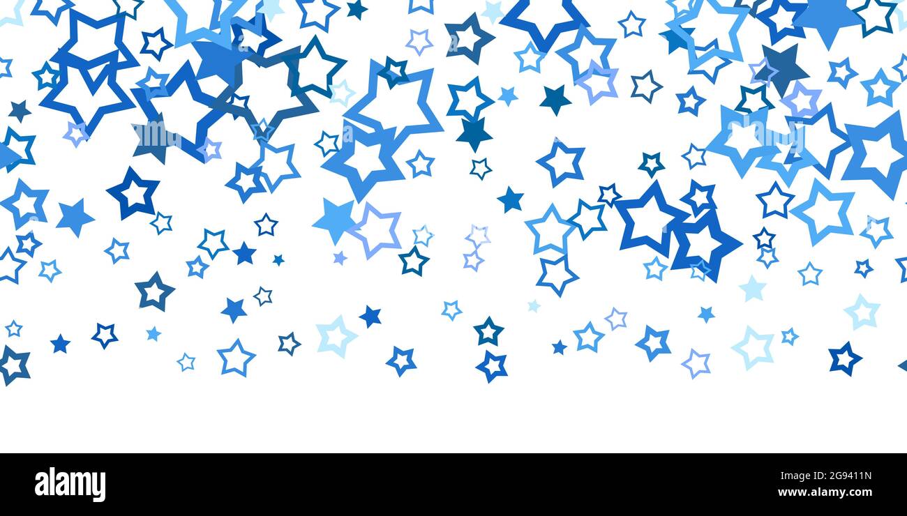 Blue flying stars confetti isolated on white background. Beautiful ...