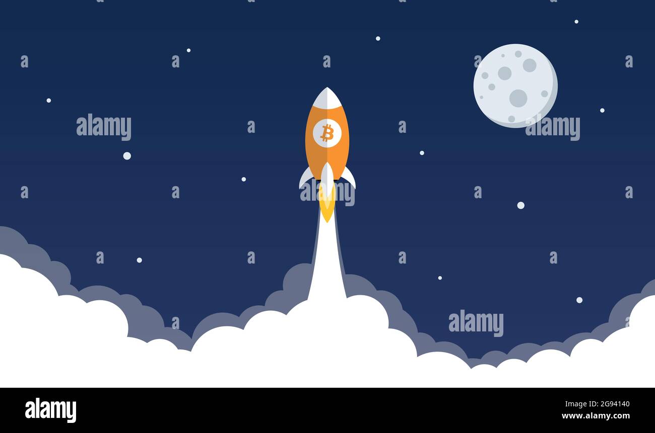 Bitcoin rocket rising to the moon Stock Vector Image & Art - Alamy
