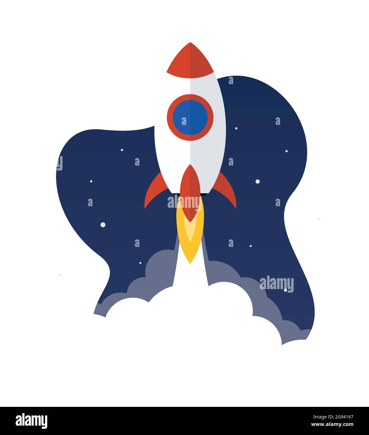 Rocket launches into space, isolated flat vector Stock Vector Image ...