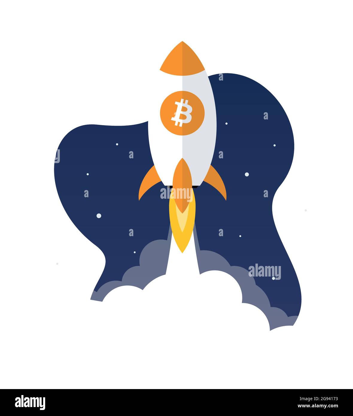 bitcoin rocket starts to the moon, isolated on white Stock Vector Image ...