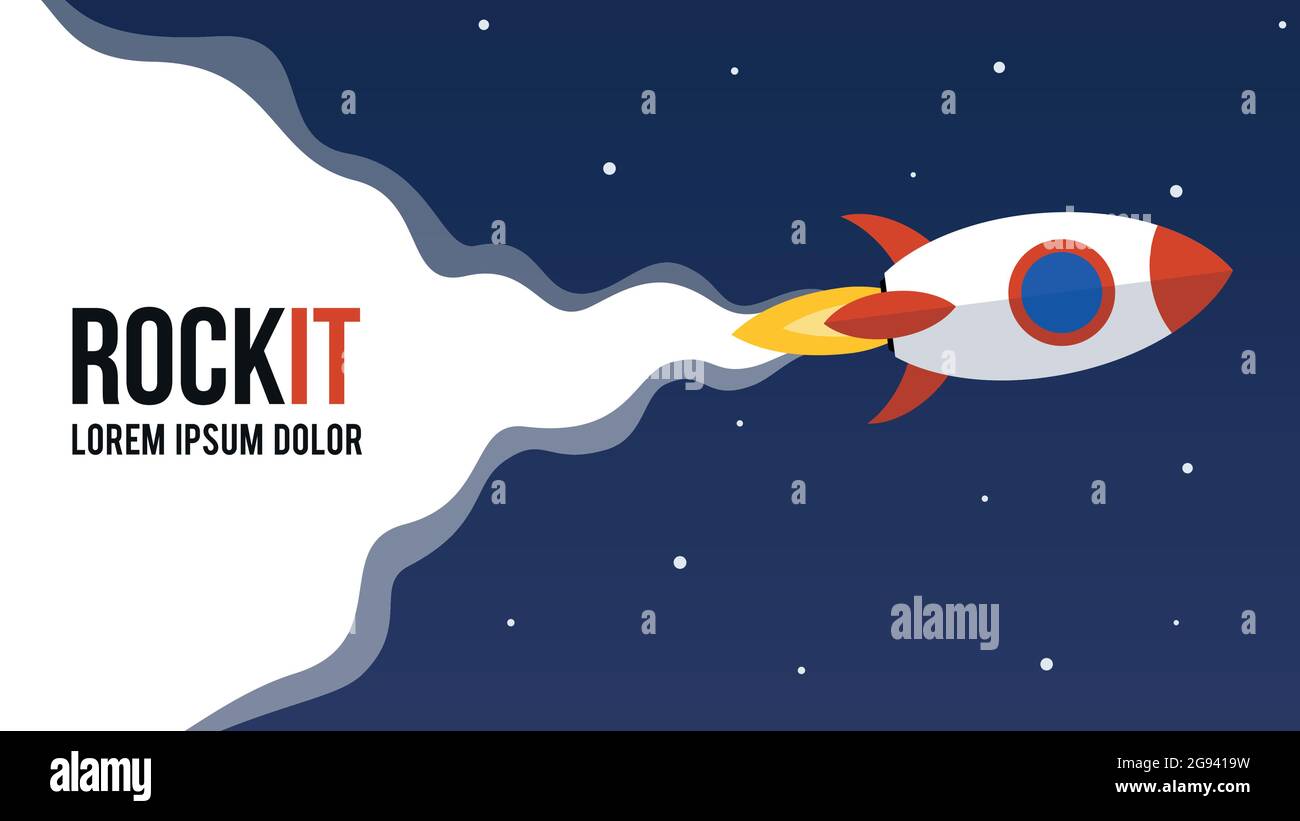 rocket flying in space, header template for website with tile Stock ...