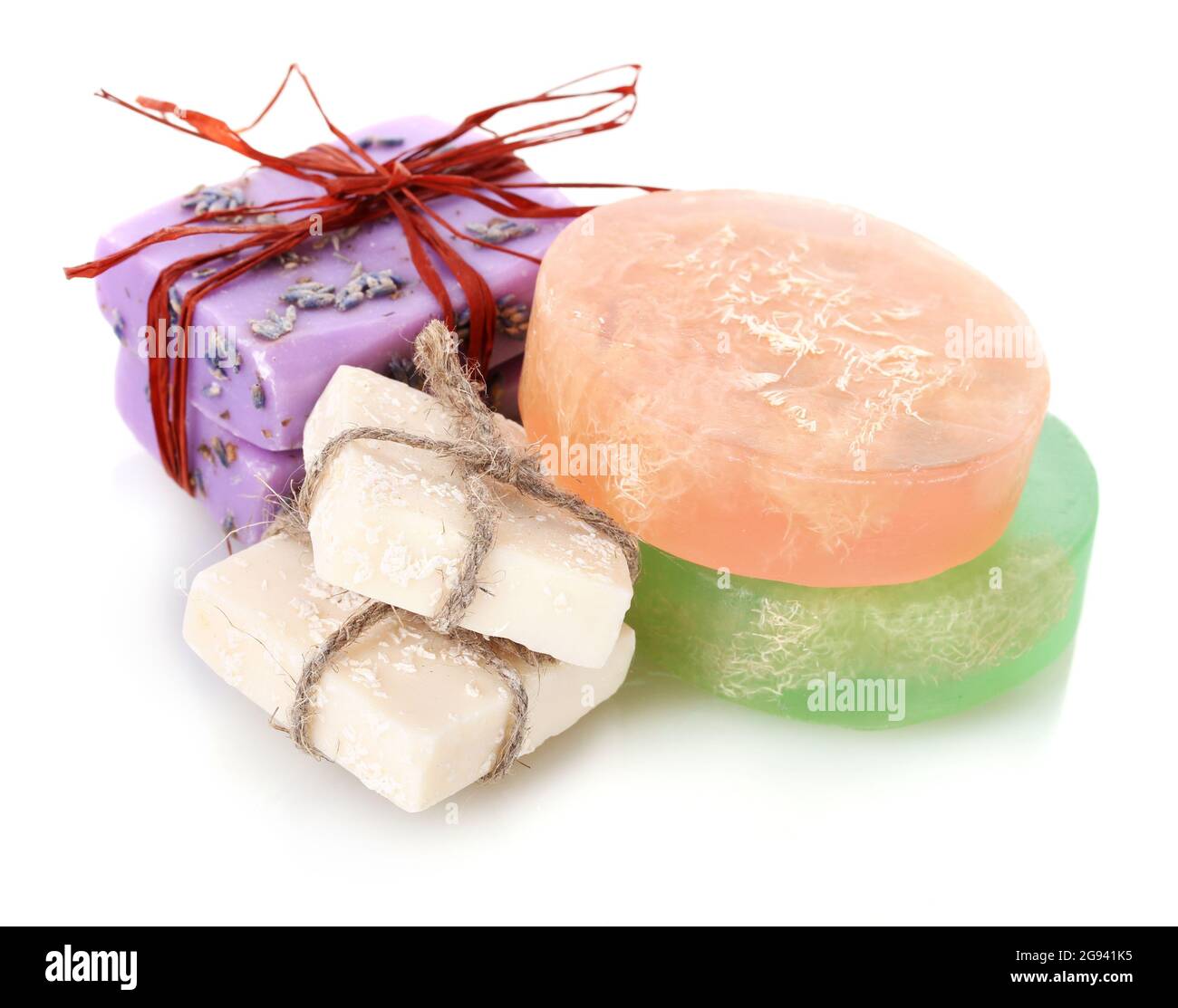 hand made soaps isolated on white Stock Photo - Alamy