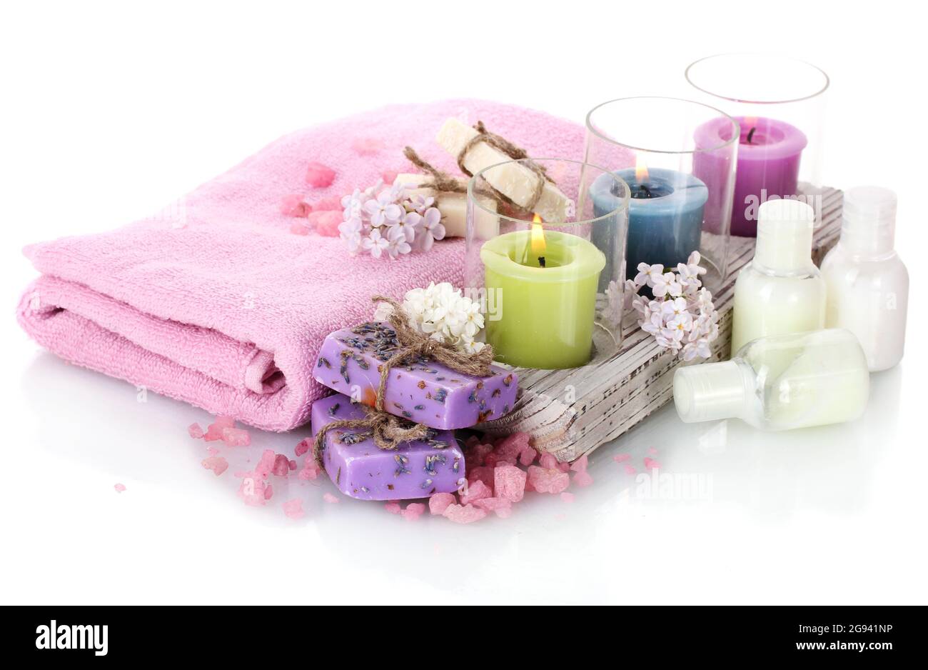 beautiful spa setting isolated on white Stock Photo - Alamy