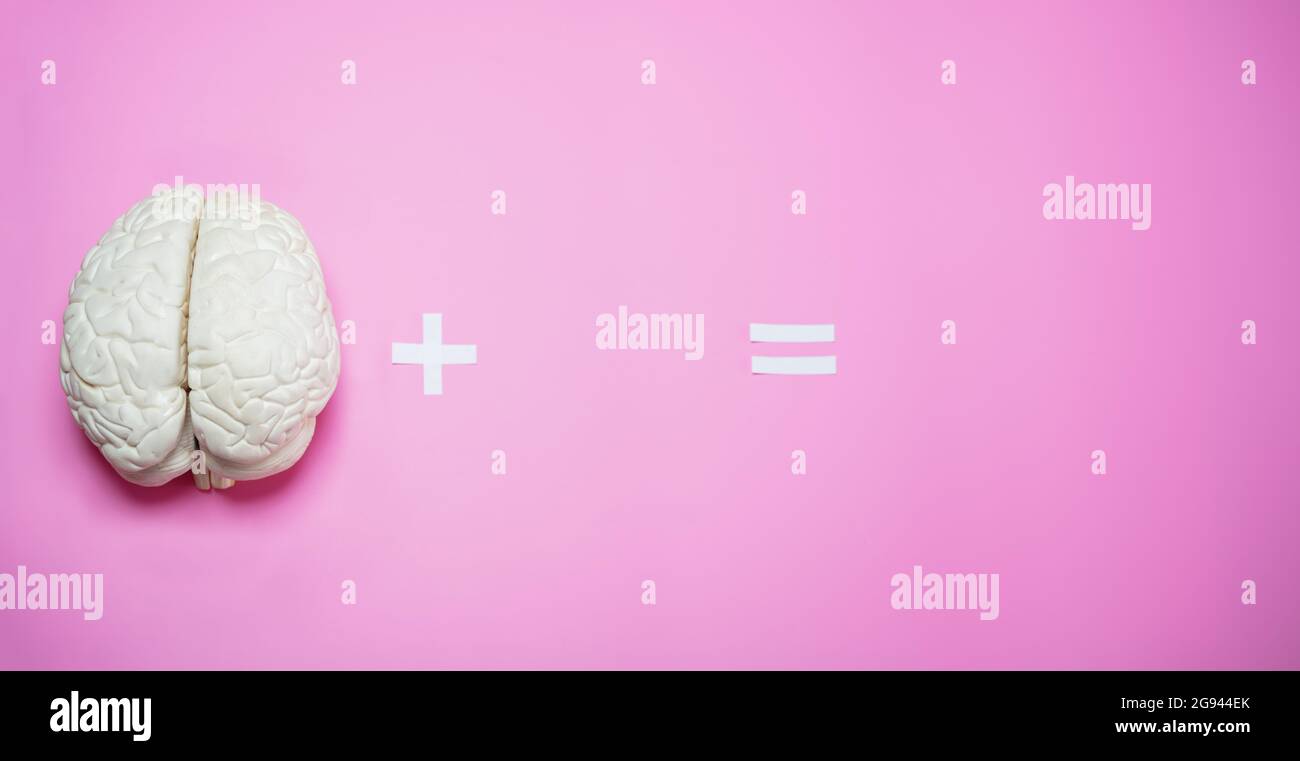 Copy-space equation with brain plus concept photo Stock Photo - Alamy