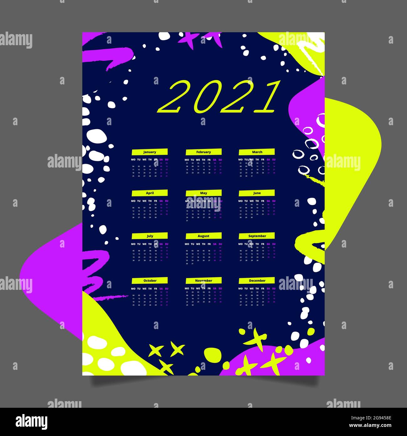 Abstract Calendar Template for 2021 Stock Vector Image & Art - Alamy