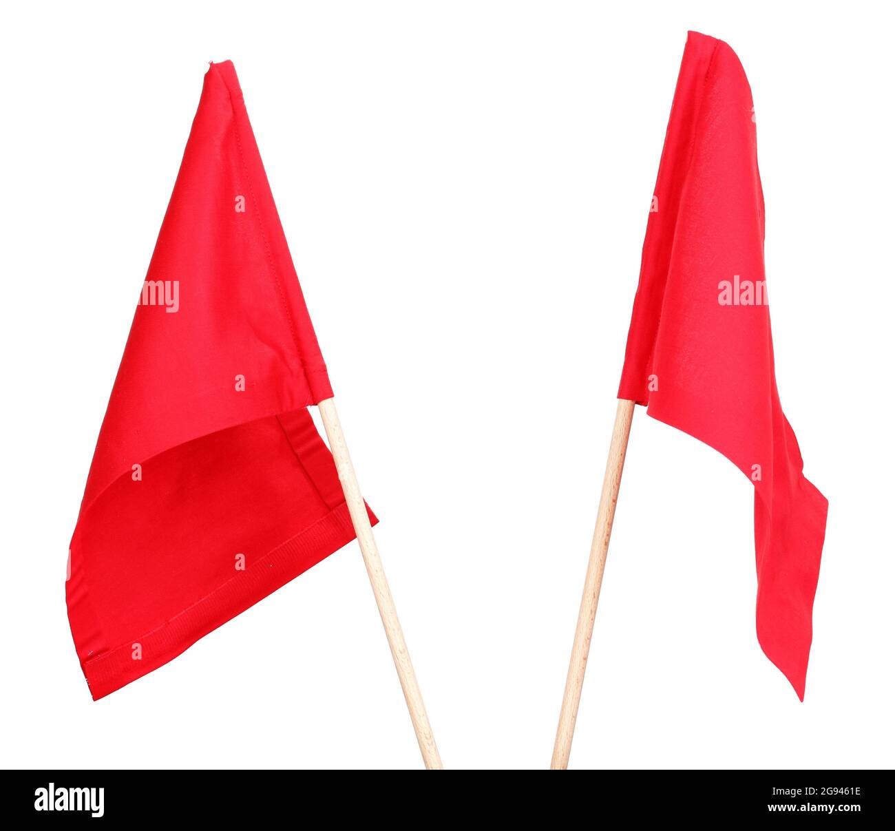 Red signal flags isolated on white Stock Photo - Alamy
