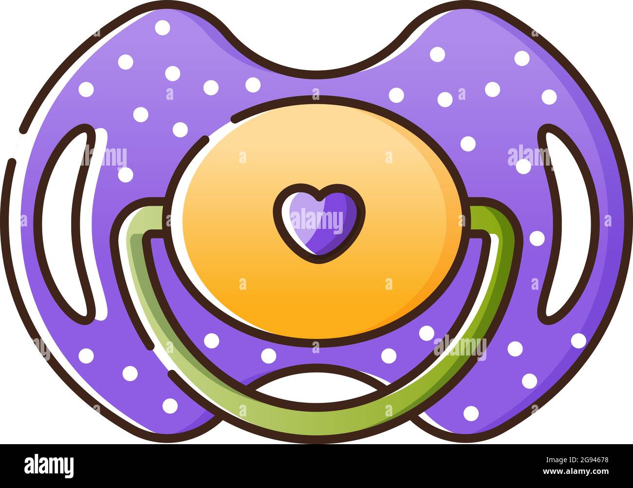 Purple pacifier dummy for a newborn with a print with white polka dots ...