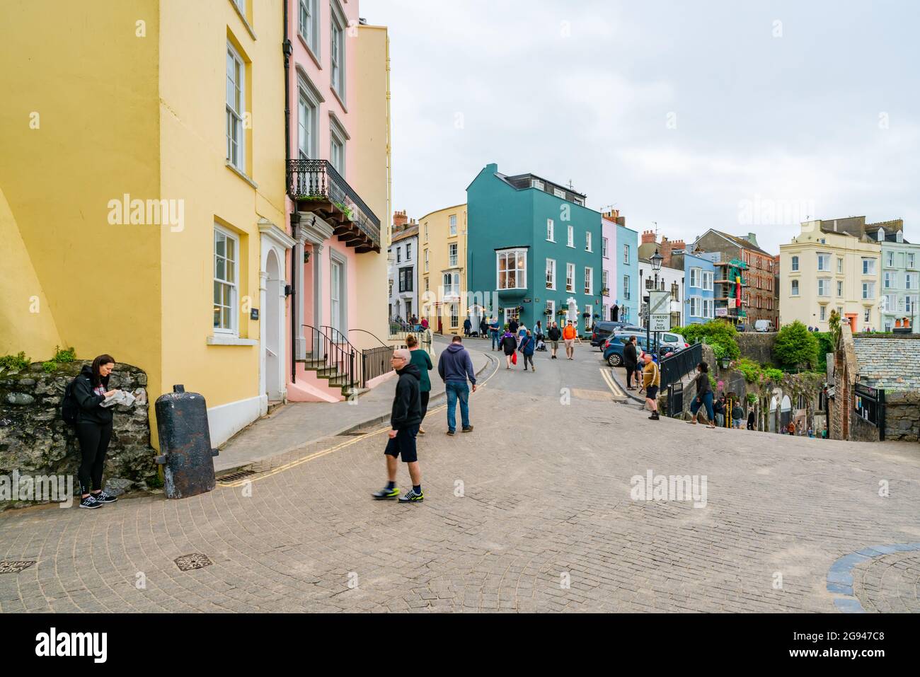 TENBY, WALES - JUNE 28, 2021: Tenby is a seaside town in Pembrokeshire ...