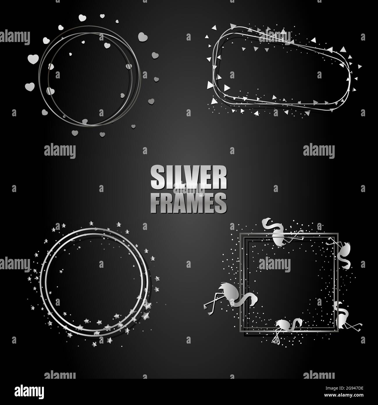 Set of vector silver metallic frames. Vector Isolated objects on a ...