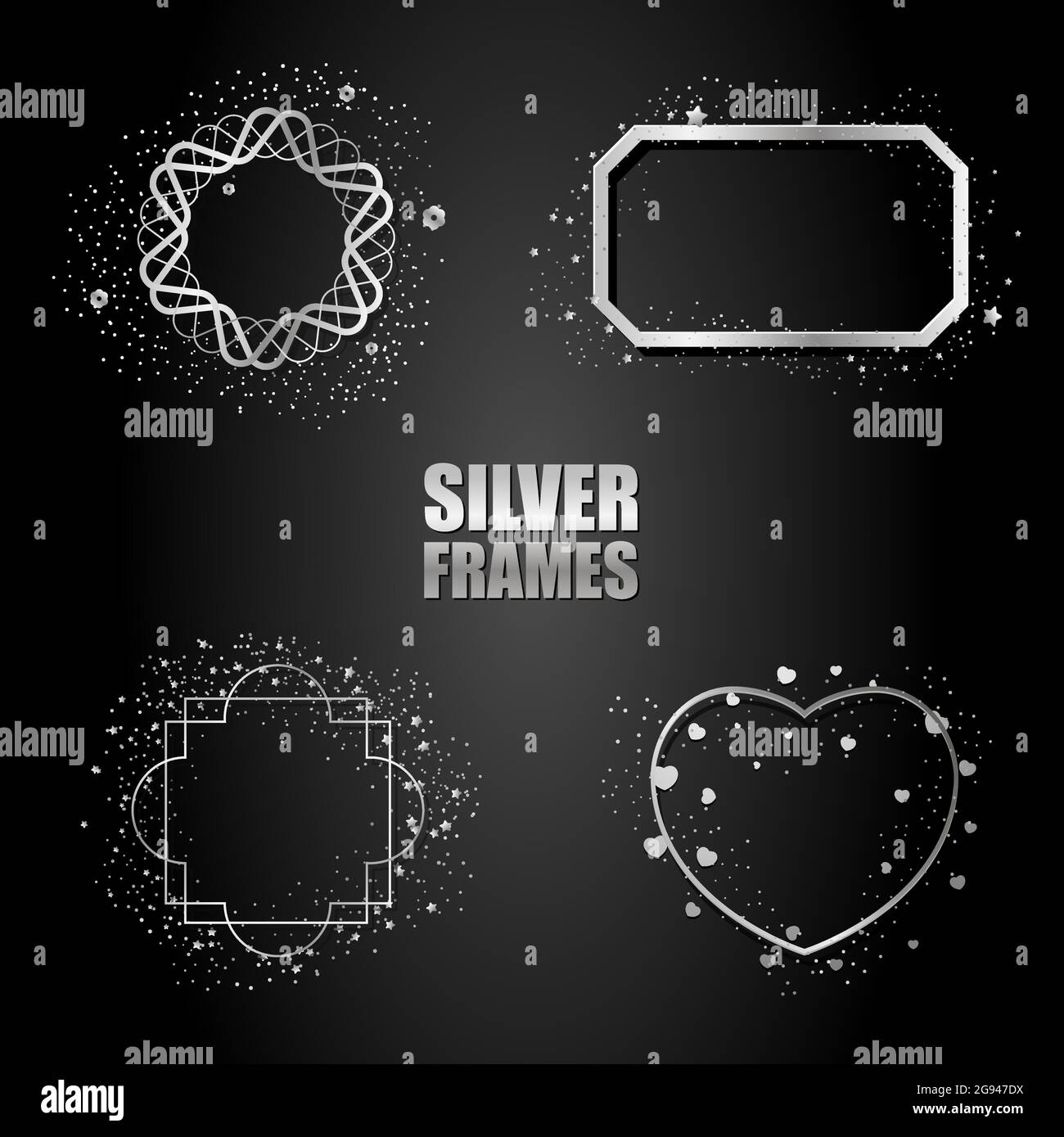 Set of vector silver metallic frames. Vector Isolated objects on a ...