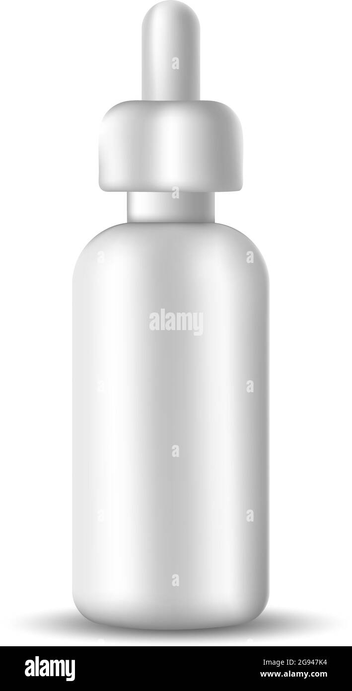 White realistic empty serum bottle for cosmetic fluids Vector isolated ...