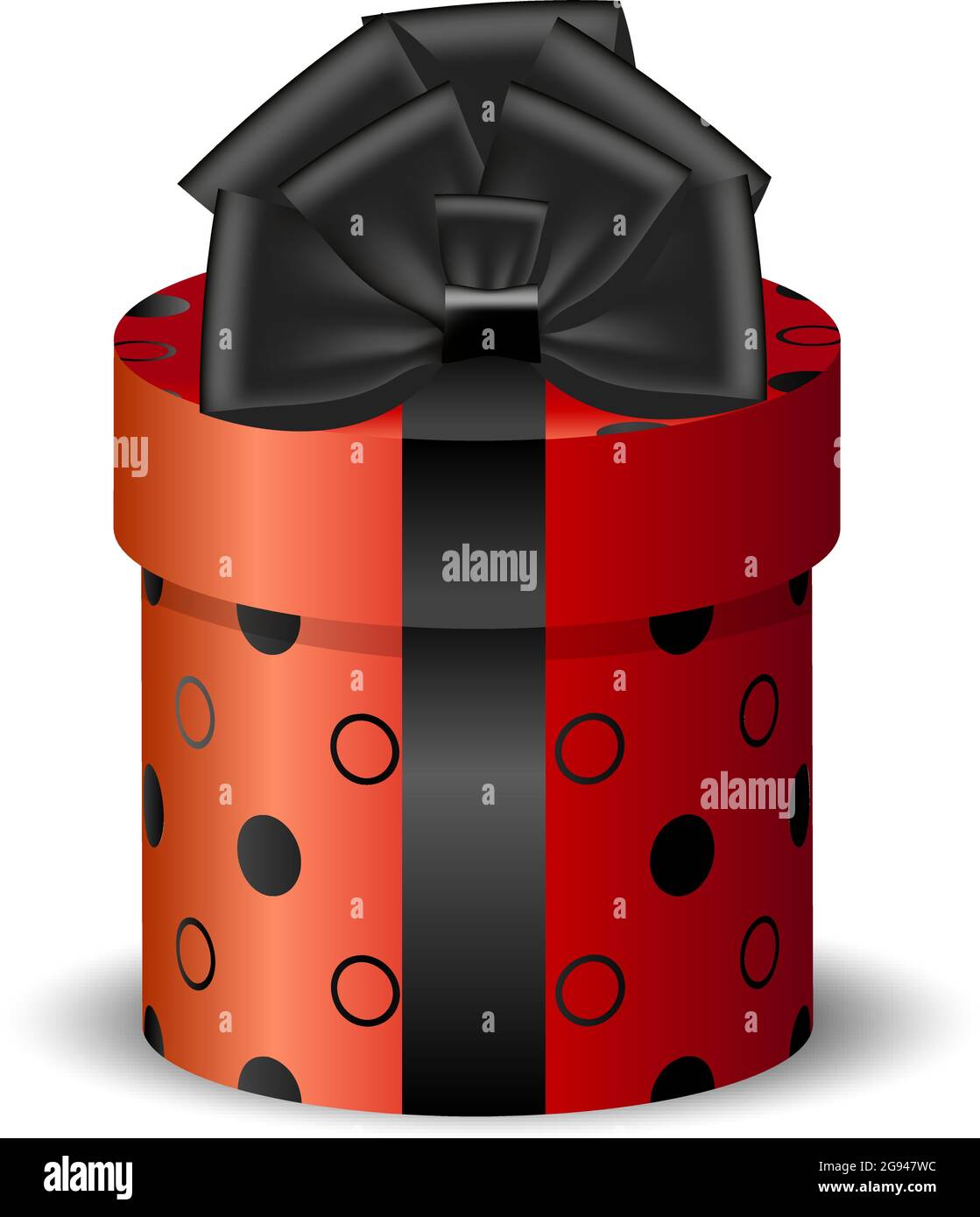 Round packing realistic red box 3D with black bow . Vector isolated ...