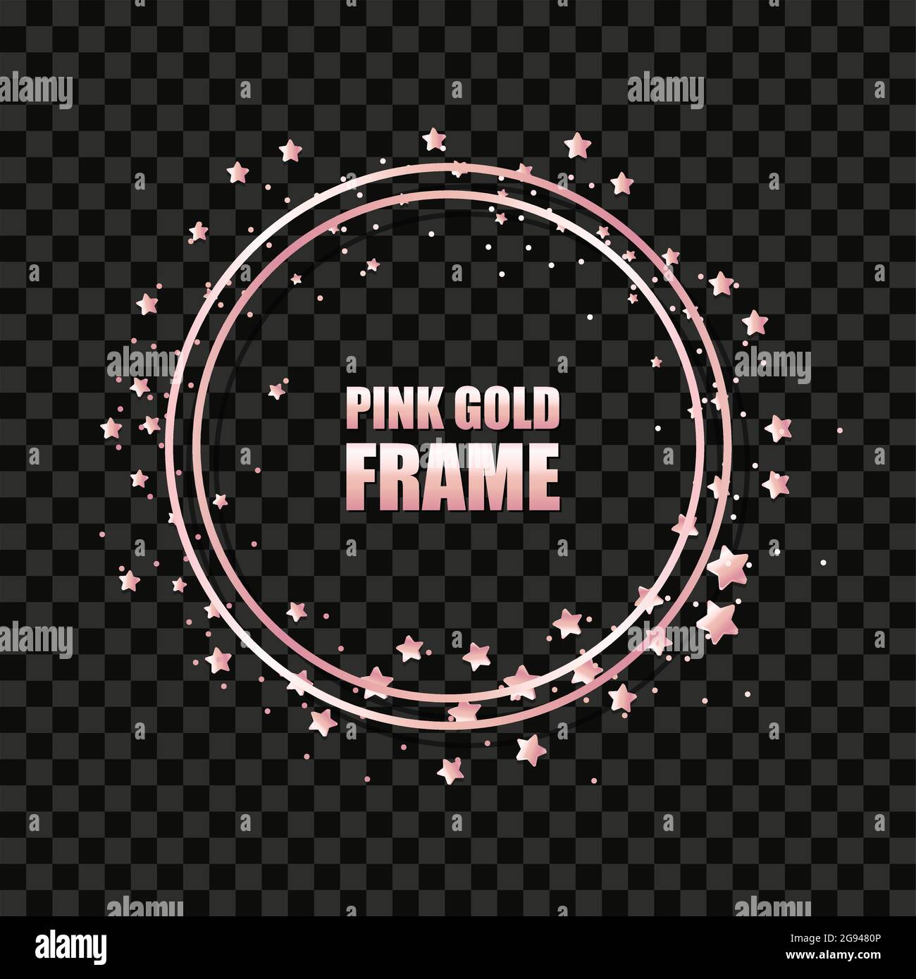 Rose gold metallic realistic round frame for text banner, card. Wedding ...