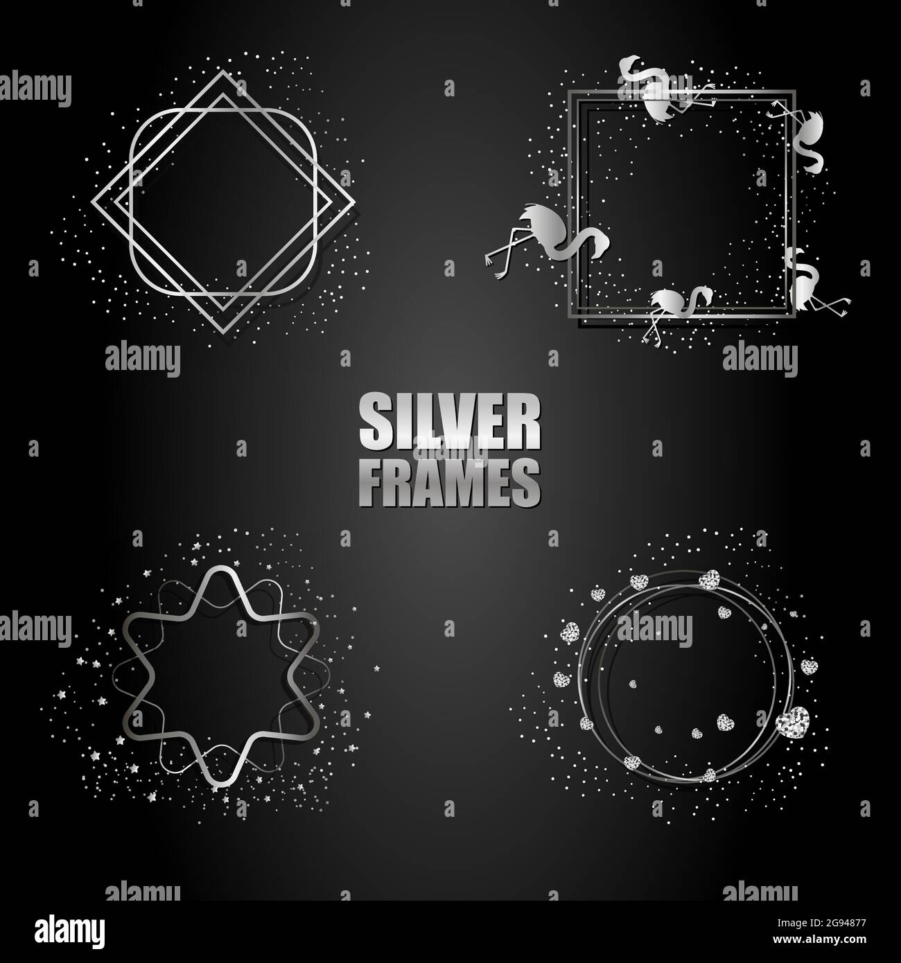 Set of vector silver metallic frames. Vector Isolated objects on a ...