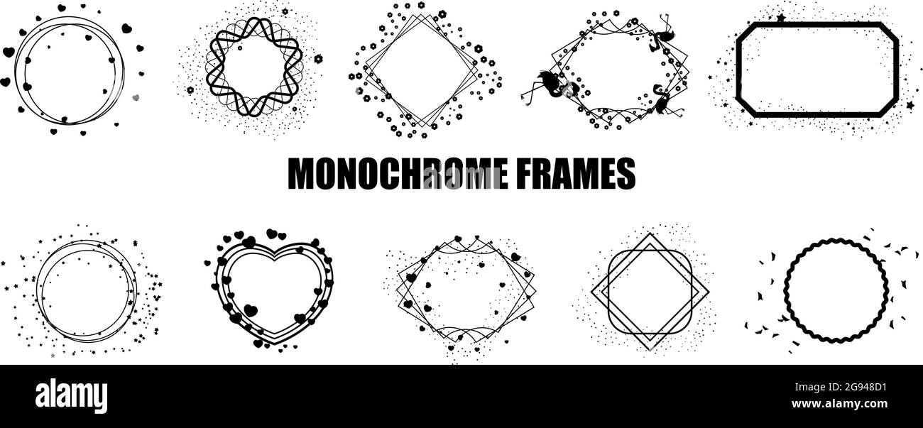 Big set of black monochrome frames for banners, cards, invitations ...