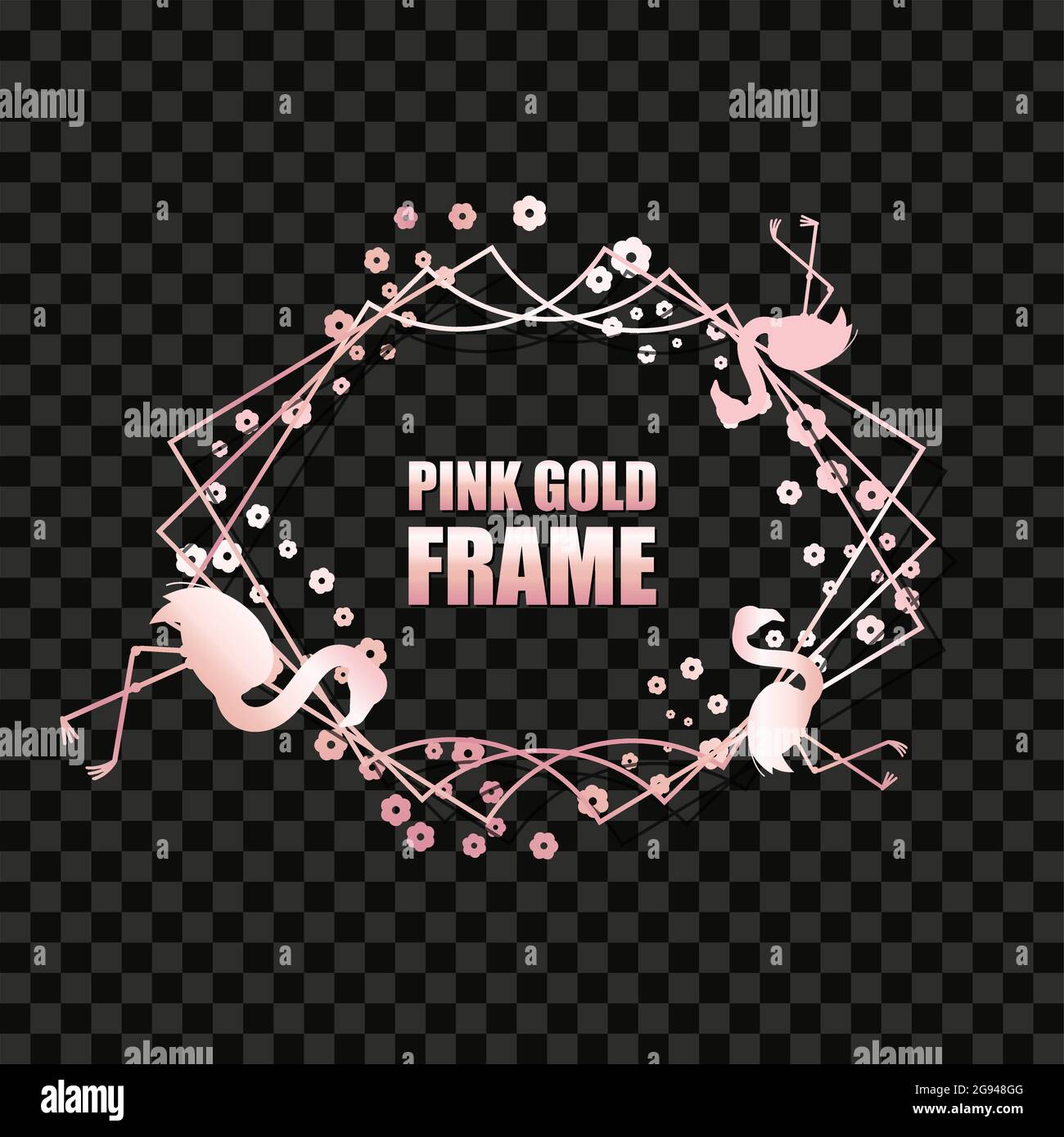 Rose gold metal realistic rectangular frame for text banner, card ...