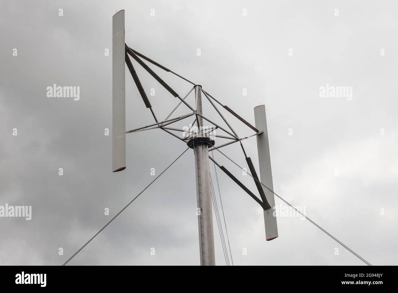vertical axis wind turbine, also called Darrieus wind turbine, near ...
