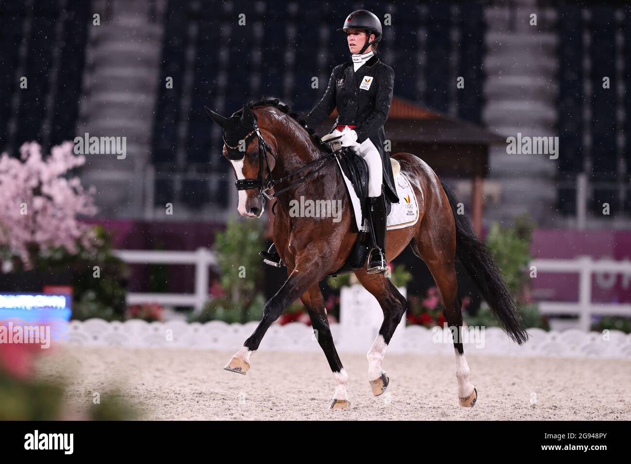 Belgian Equestrian dressage rider Laurence Roos pictured in action ...