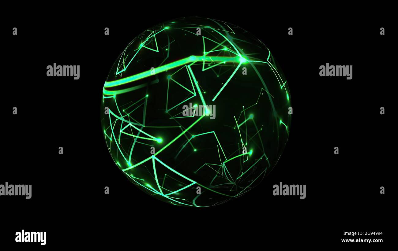 Connections concept on rotating sphere Stock Photo - Alamy