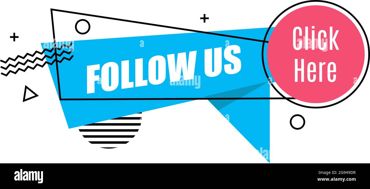 Vector linear social media tag. Follow us. Isolated object on white ...