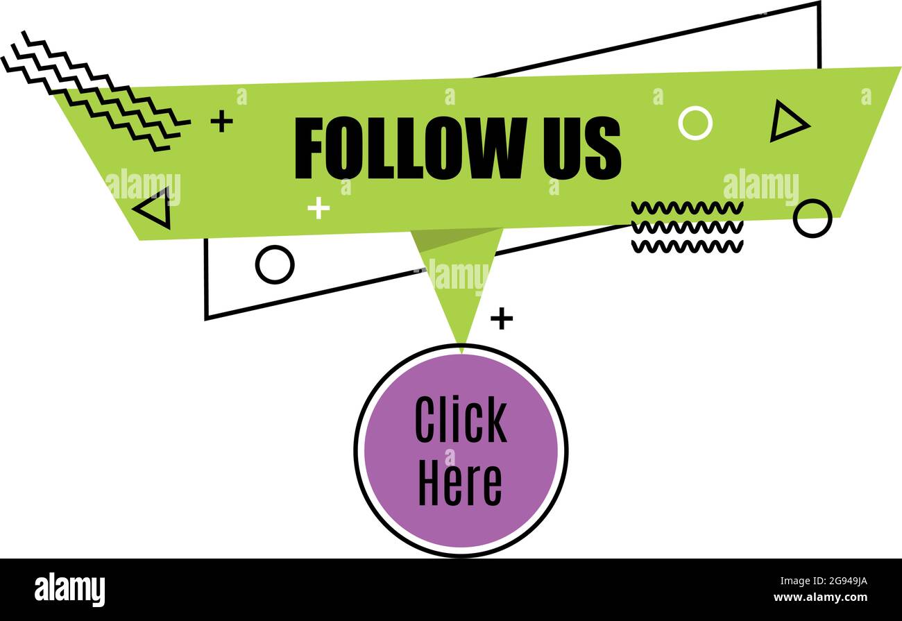 Vector linear social media tag. Follow us. Isolated object on white ...