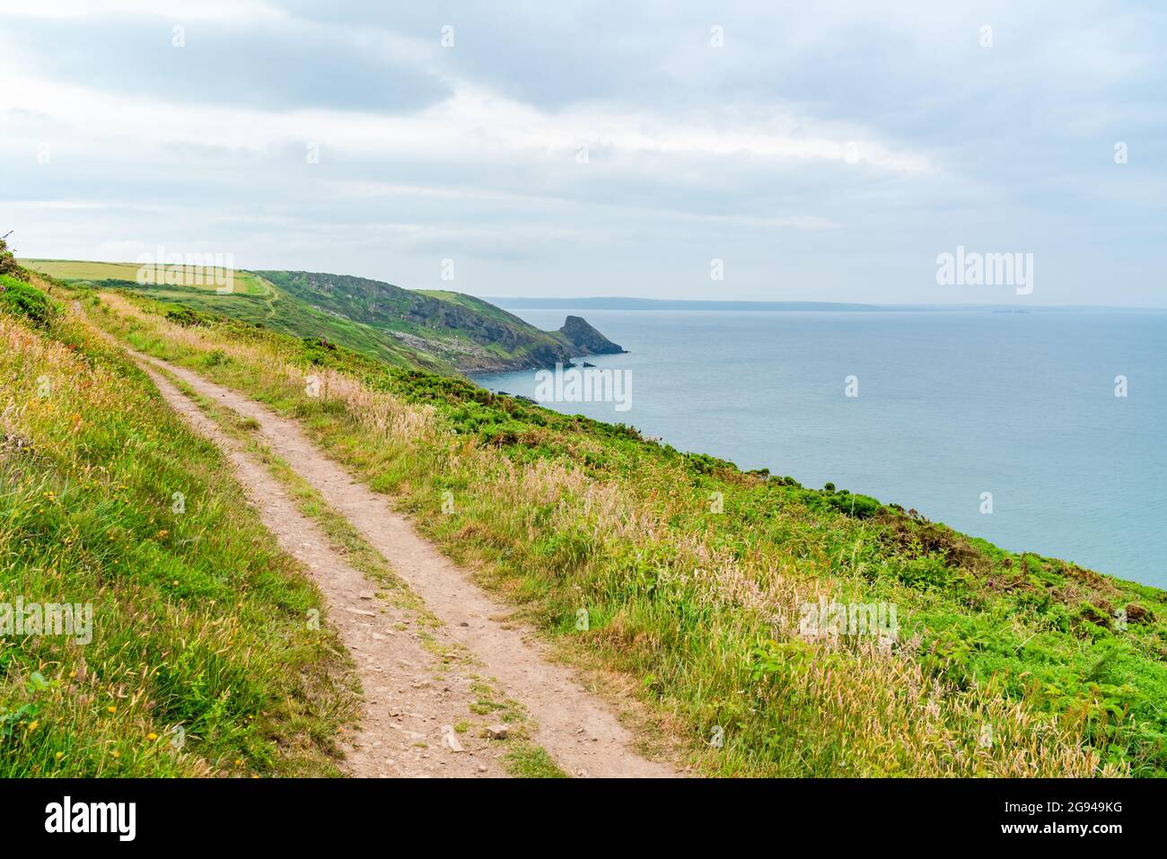 Pembrokeshire Coast coastal path along St Bridges Bay in Wales Stock ...