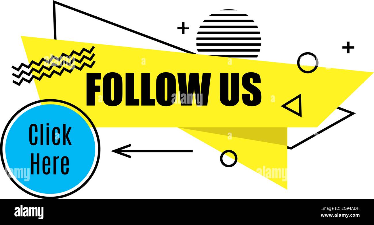 Vector linear social media tag. Follow us. Isolated object on white ...