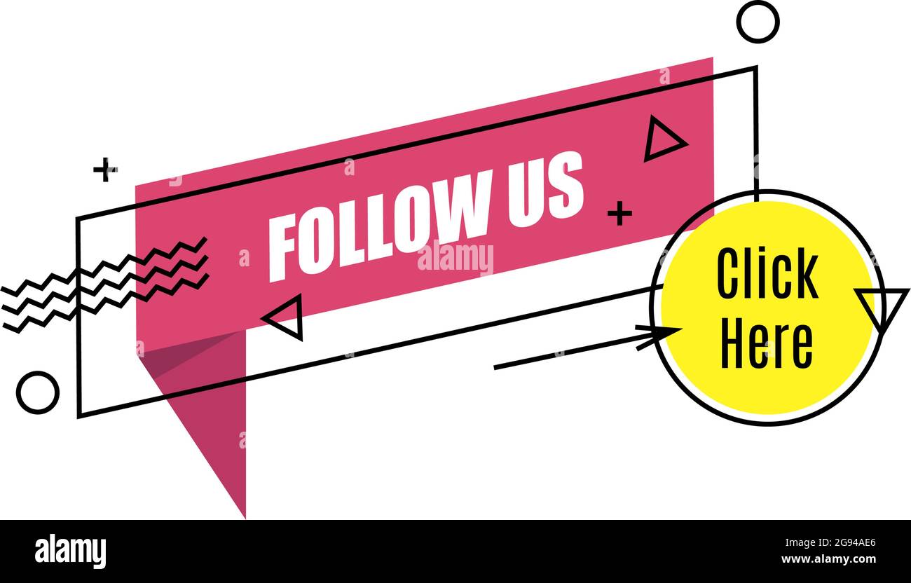 Vector linear social media tag. Follow us. Isolated object on white ...