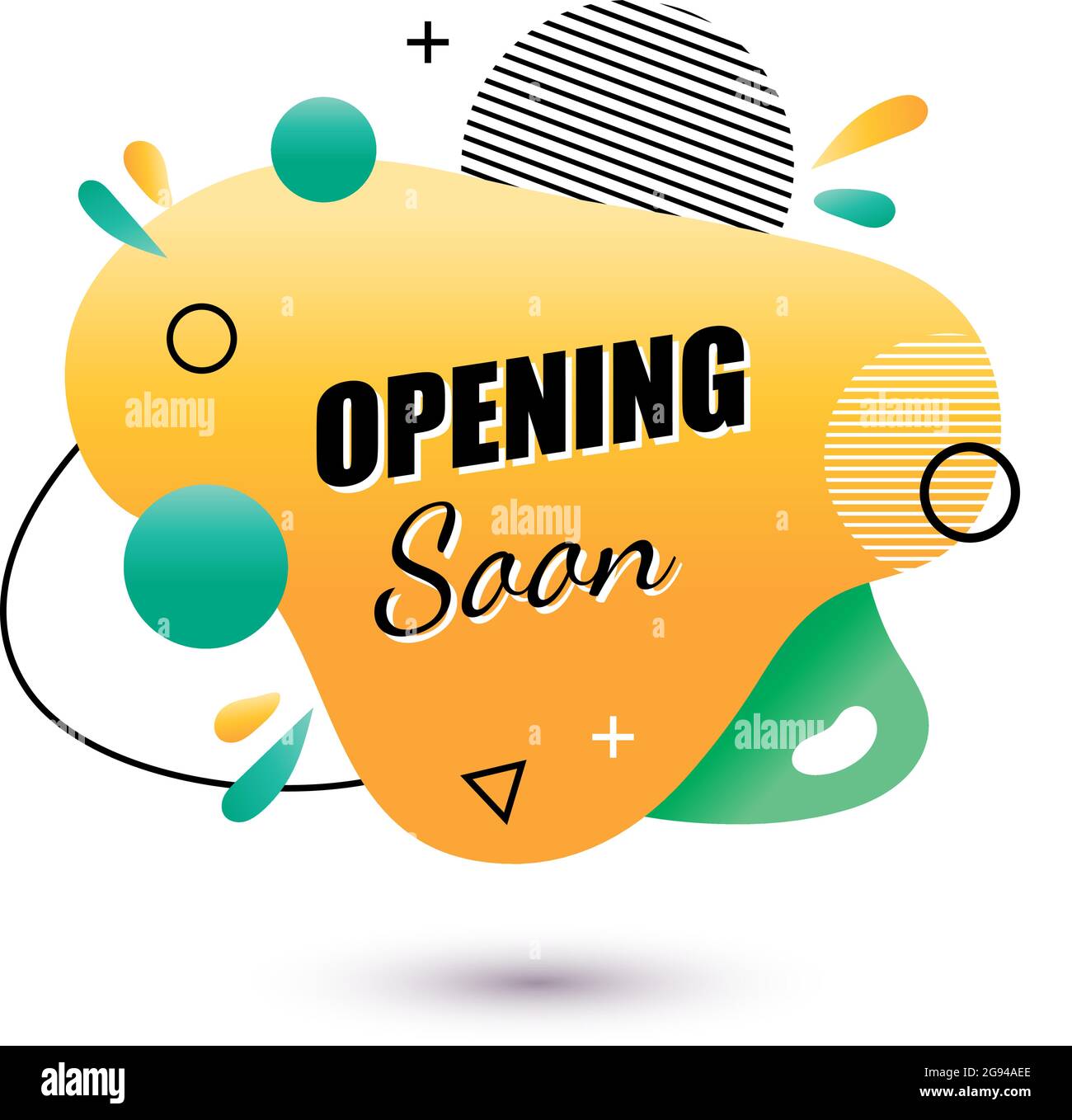 Vector social media tag opening soon. Isolated object on a white ...