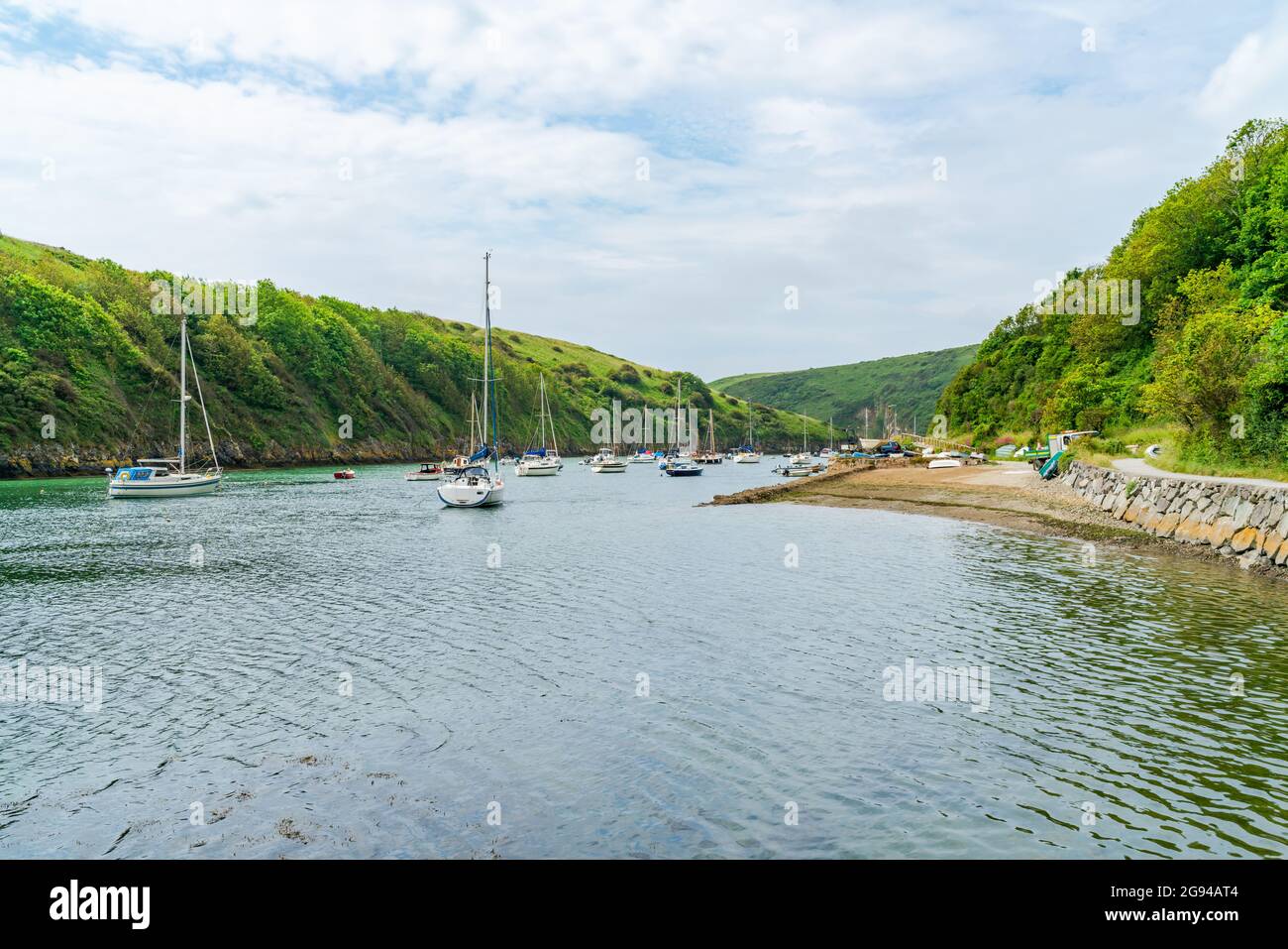 Boats and yachts in Solva harbour, St Brides Bay, Pembrokeshire in ...