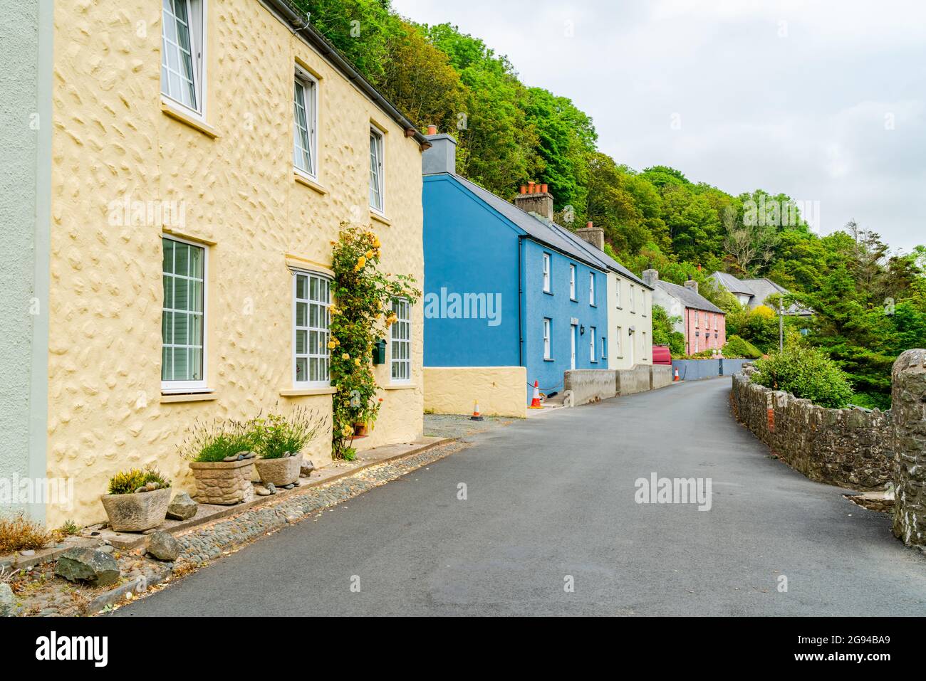 Street view of Upper Solva, a village in the Pembrokeshire Coast ...