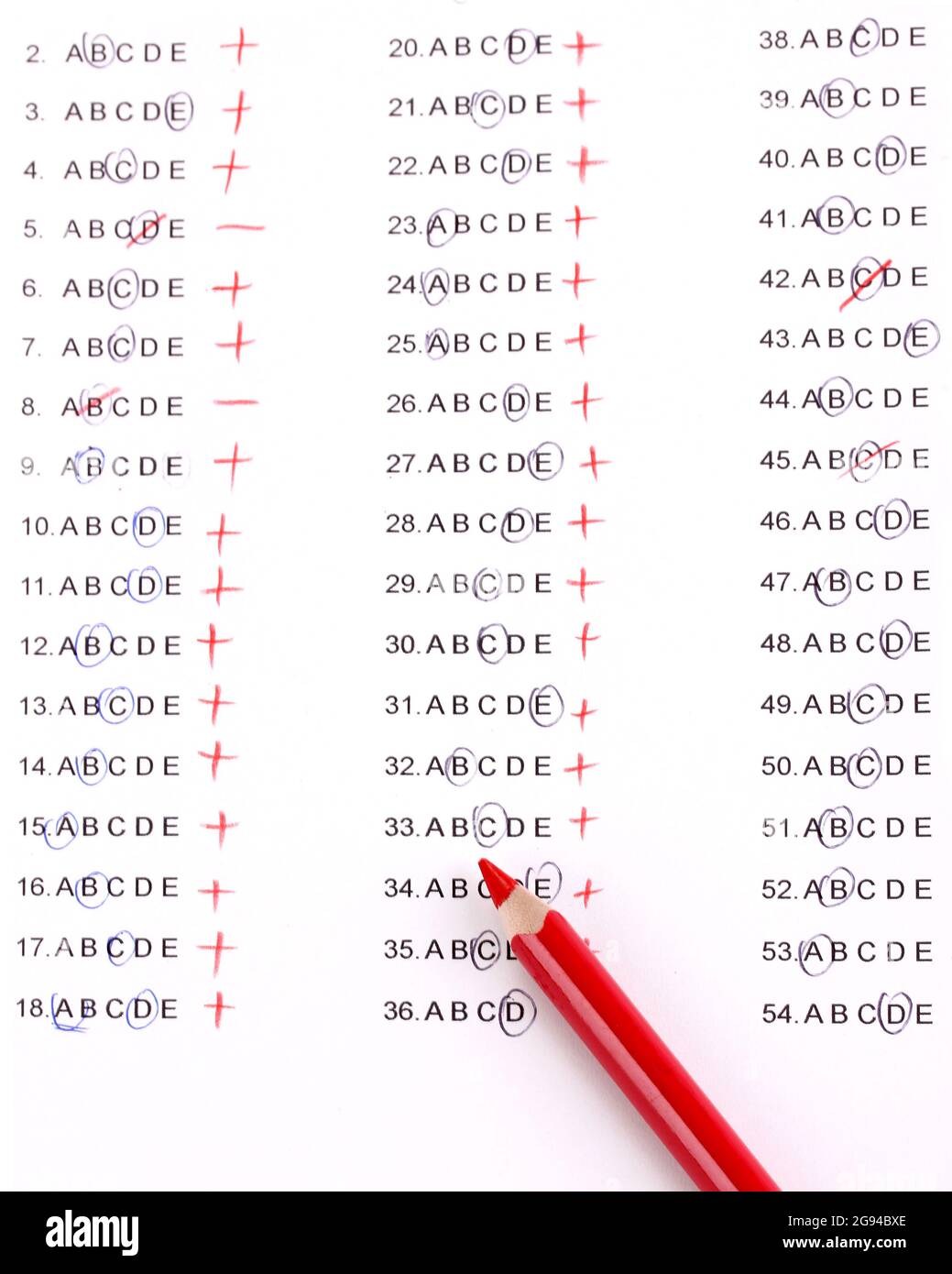 Answers to test questions close-up Stock Photo - Alamy