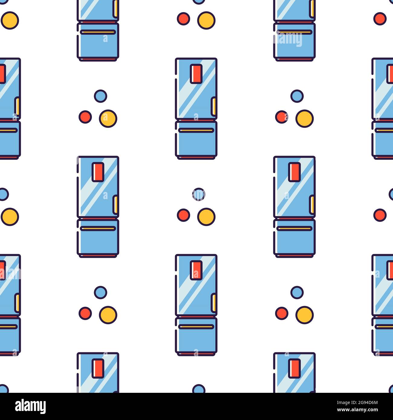 Vector seamless pattern in linear style. Kitchen electric appliances ...