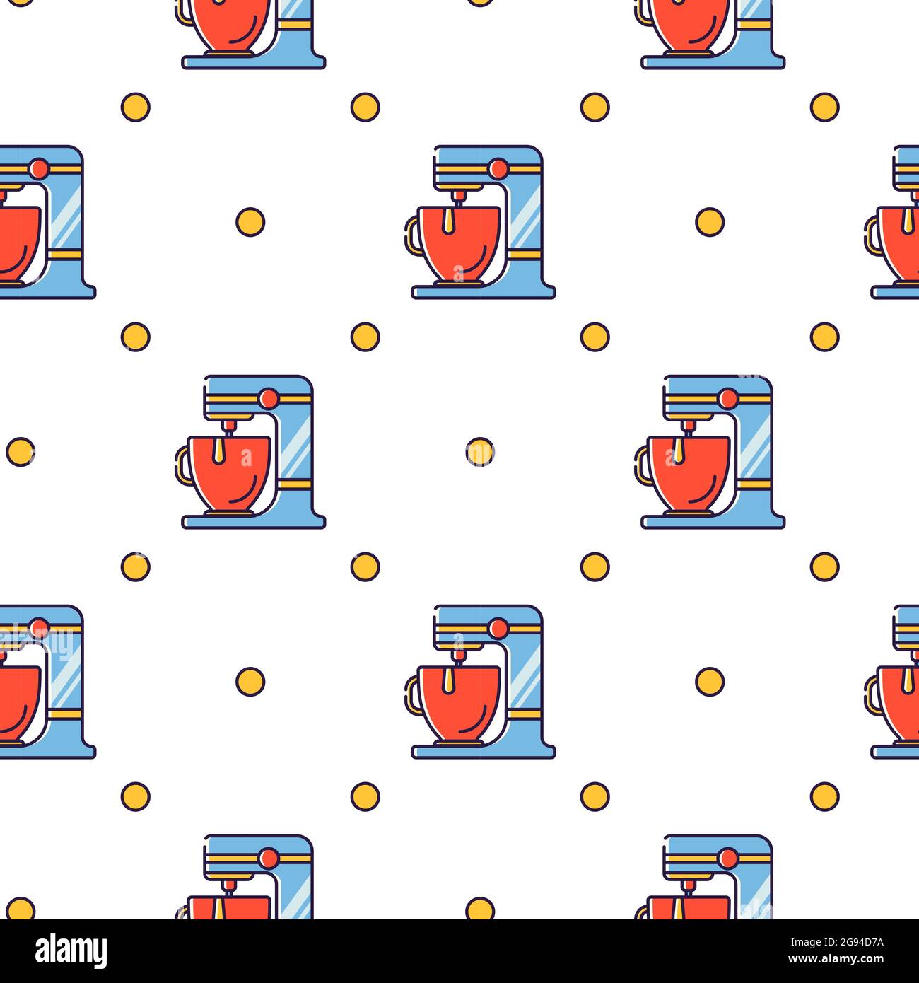 Vector seamless pattern in linear style. Kitchen electric appliances ...