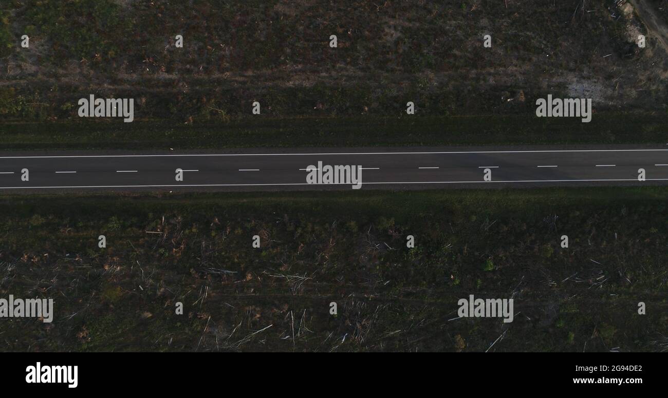 Aerial view of country road with small traffic Stock Photo - Alamy