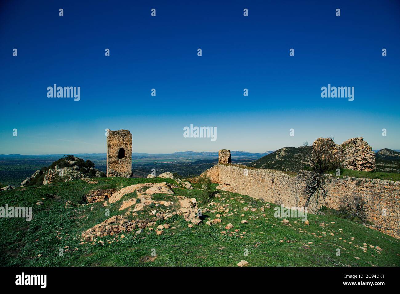 Medieval castle wall and rocks in interior Stock Photo - Alamy