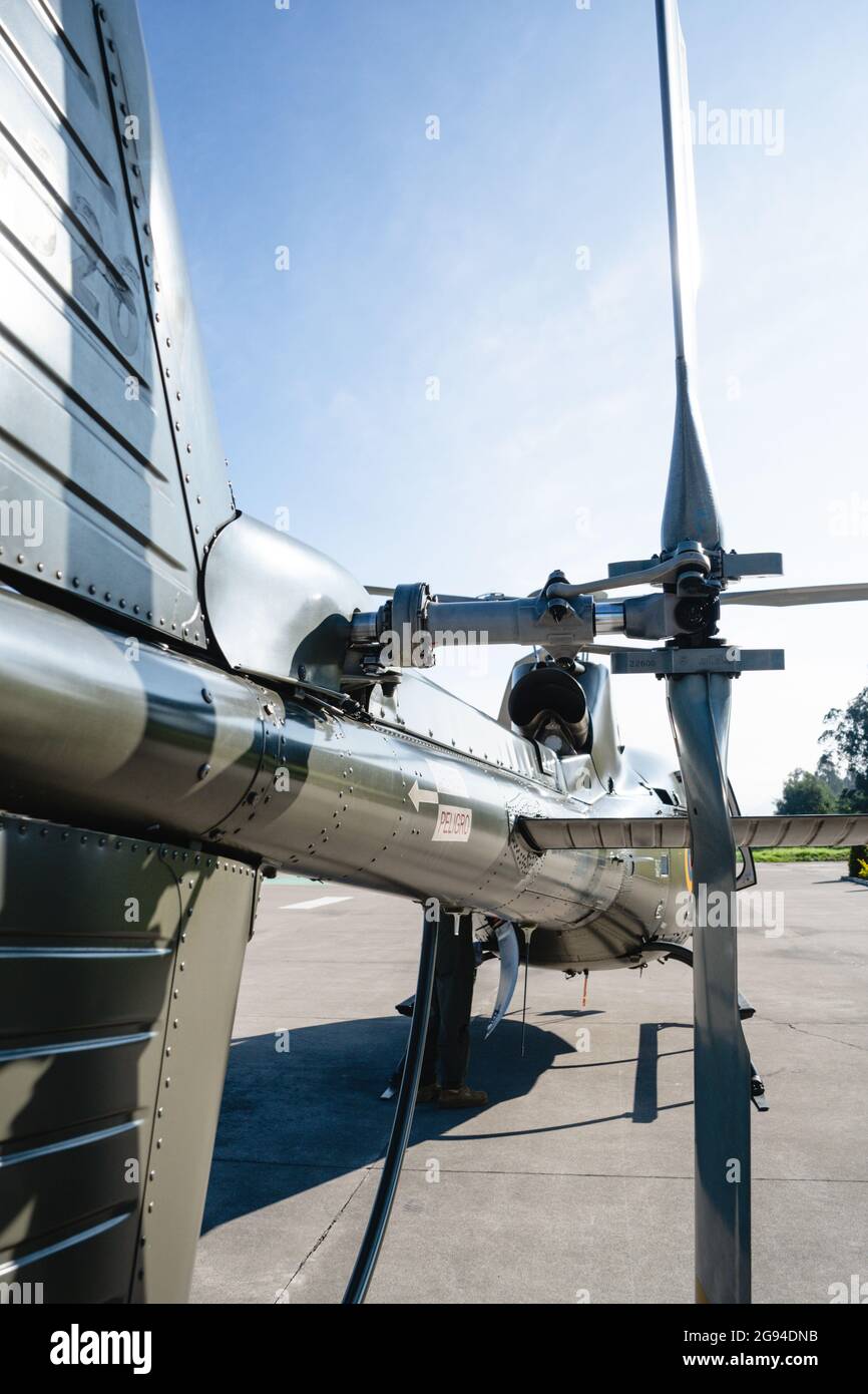 Military helicopter rear view with sunlight Stock Photo - Alamy