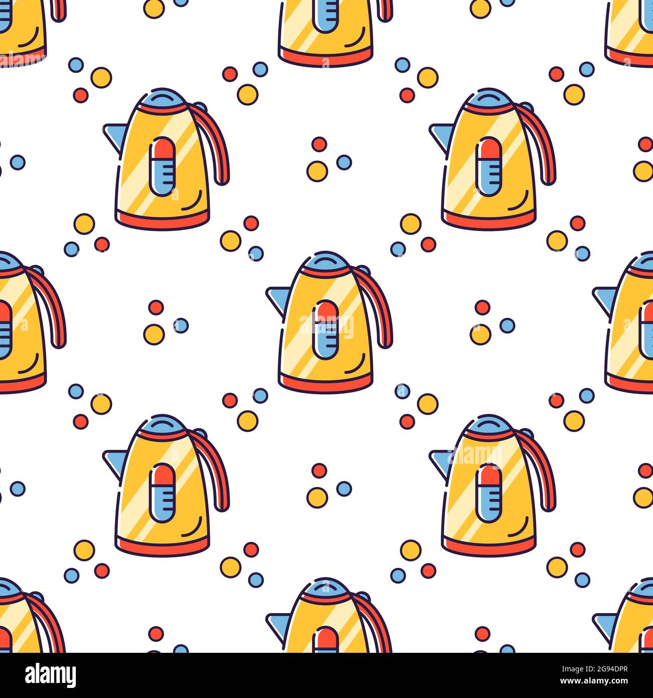 Vector seamless pattern in linear style. Kitchen electric appliances ...