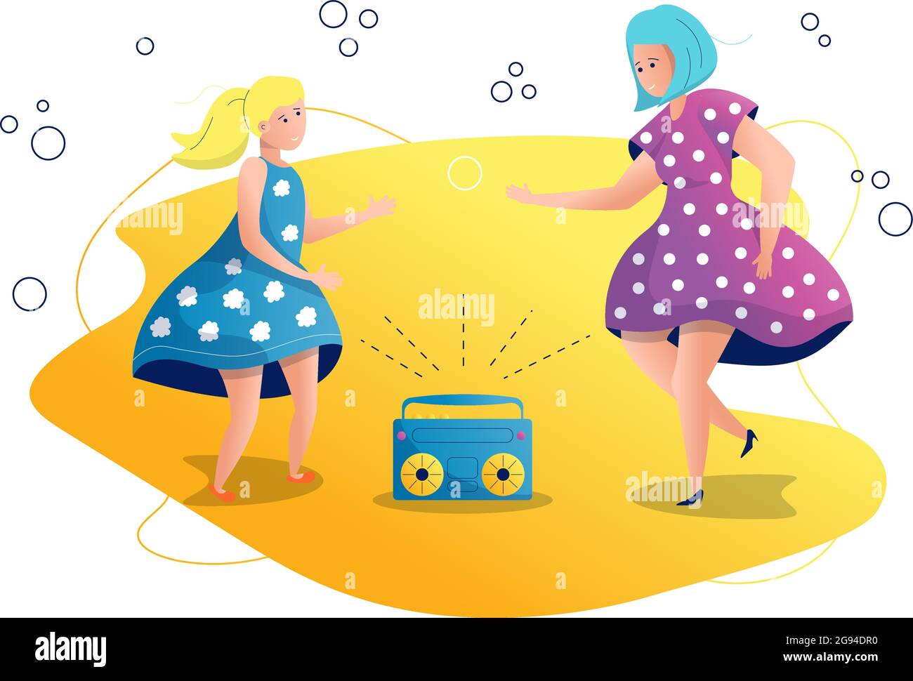 Cartoon dancing woman bubble hi-res stock photography and images - Alamy