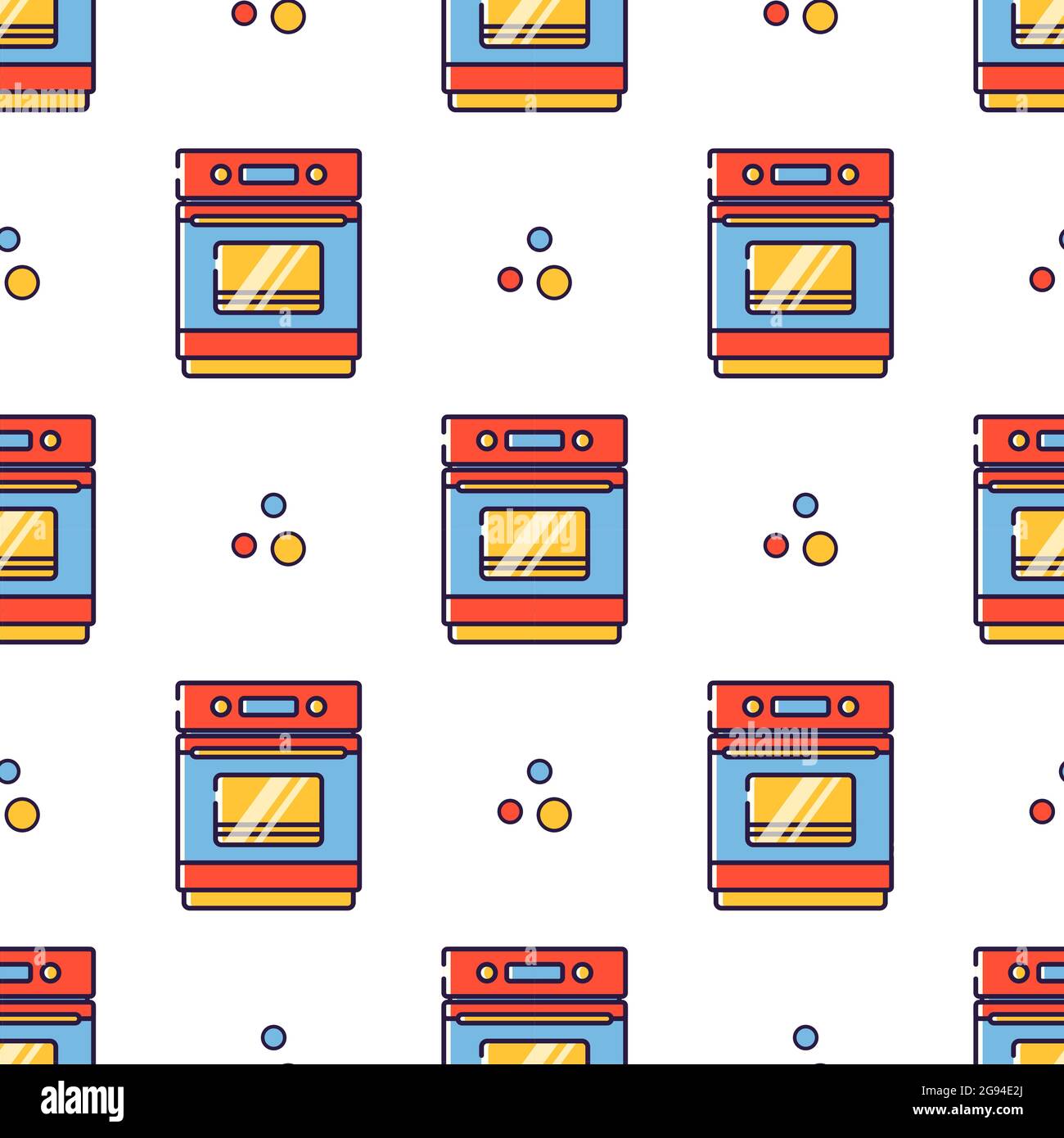 Vector seamless pattern in linear style. Kitchen electric appliances ...