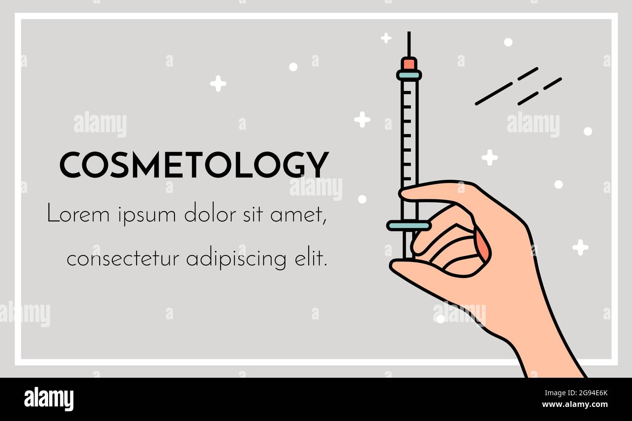Cosmetic injections. Infographics. Vector flat illustration with place ...