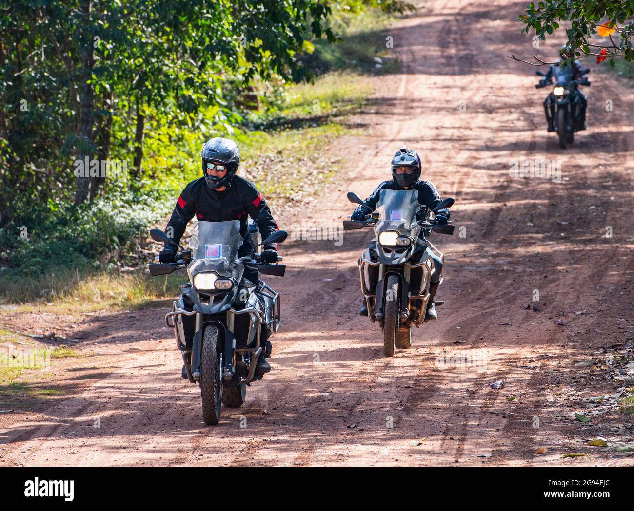 Men riding adventure motorbikes hi-res stock photography and images - Alamy