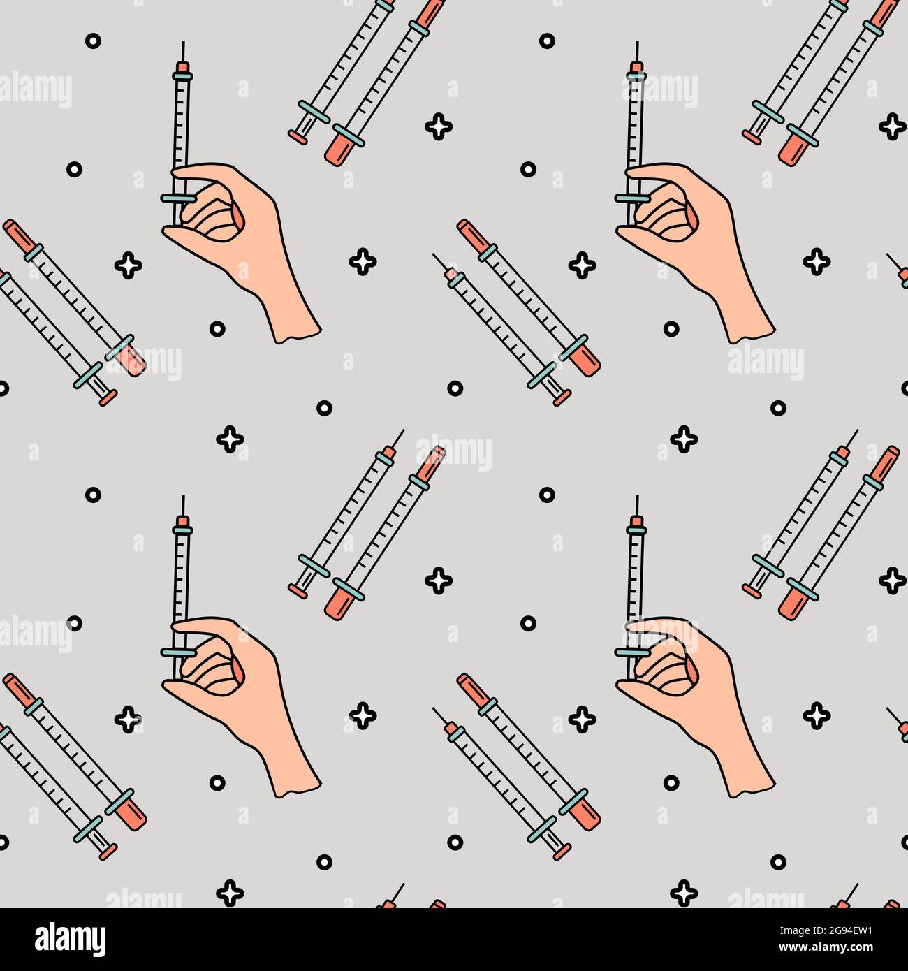 Vector flat seamless pattern. Beauty injections, mesotherapy ...