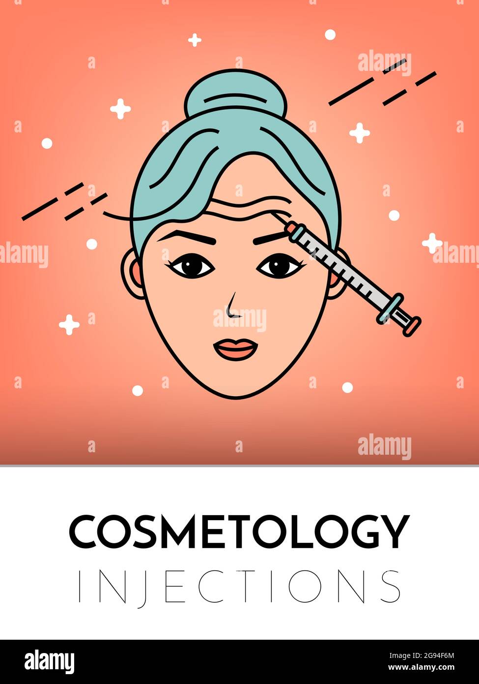 Cosmetic injections. Vector flat illustration with place for text ...